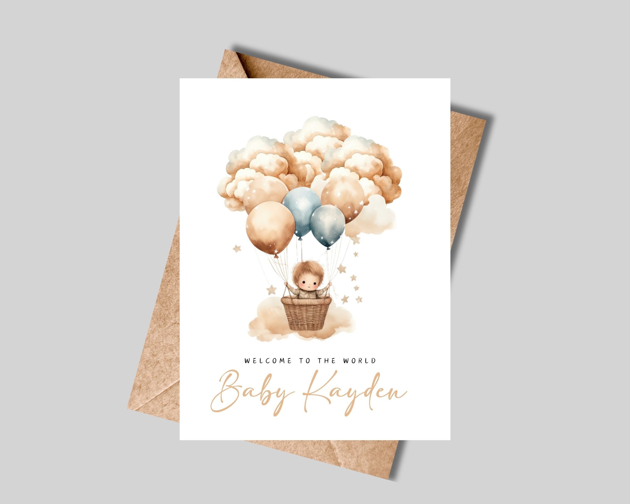 Printable & Editable Welcome Baby Card/ Digital Baby Boy Card/ Instant ...