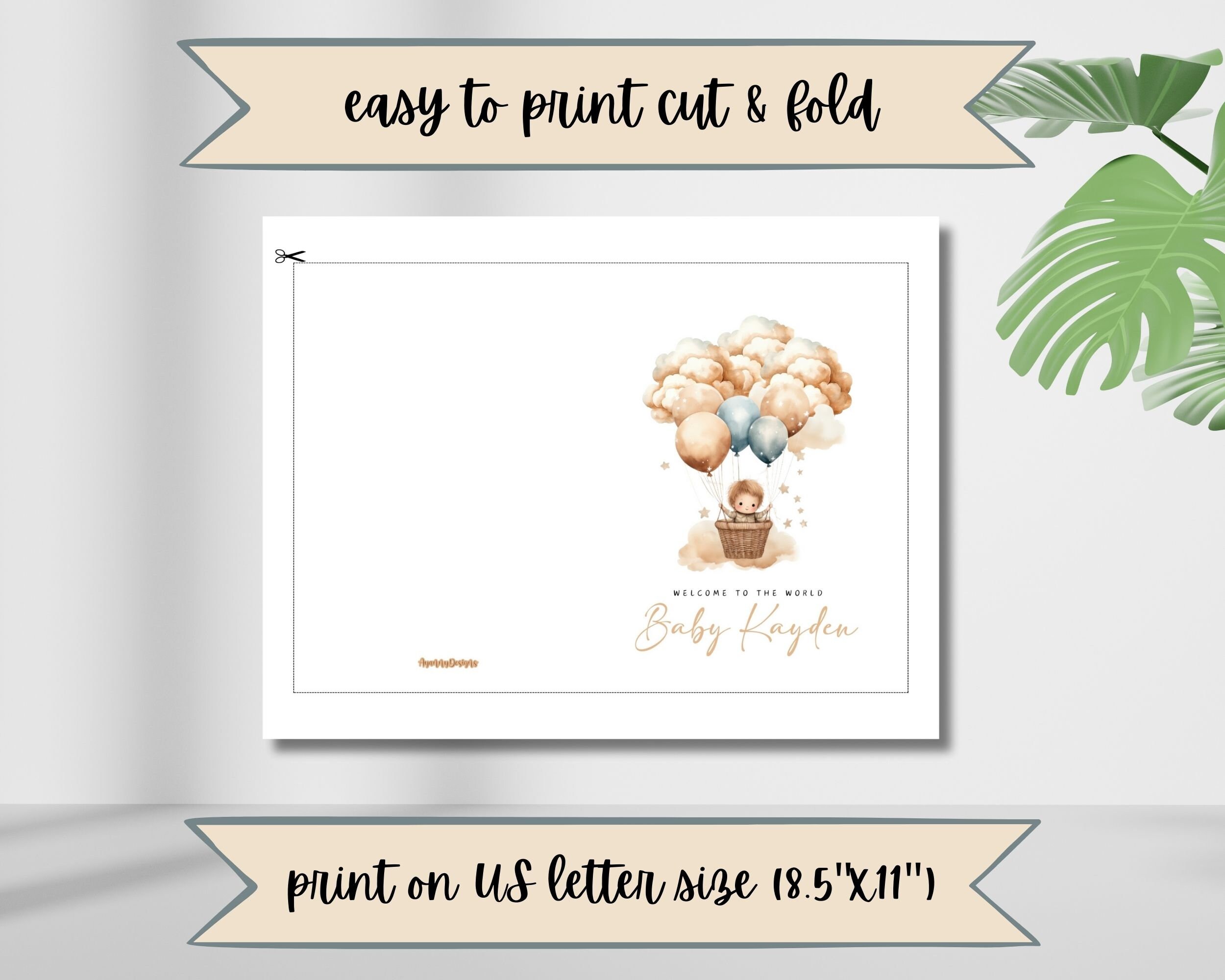 Printable & Editable Welcome Baby Card/ Digital Baby Boy Card/ Instant ...