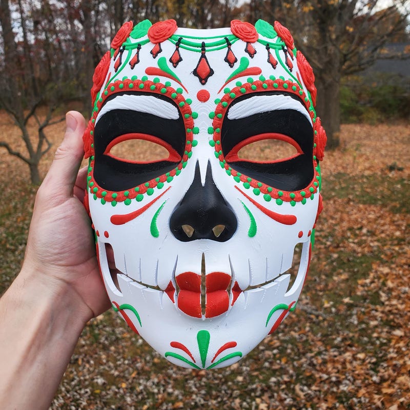 Day of the Dead Face Mask - Etsy