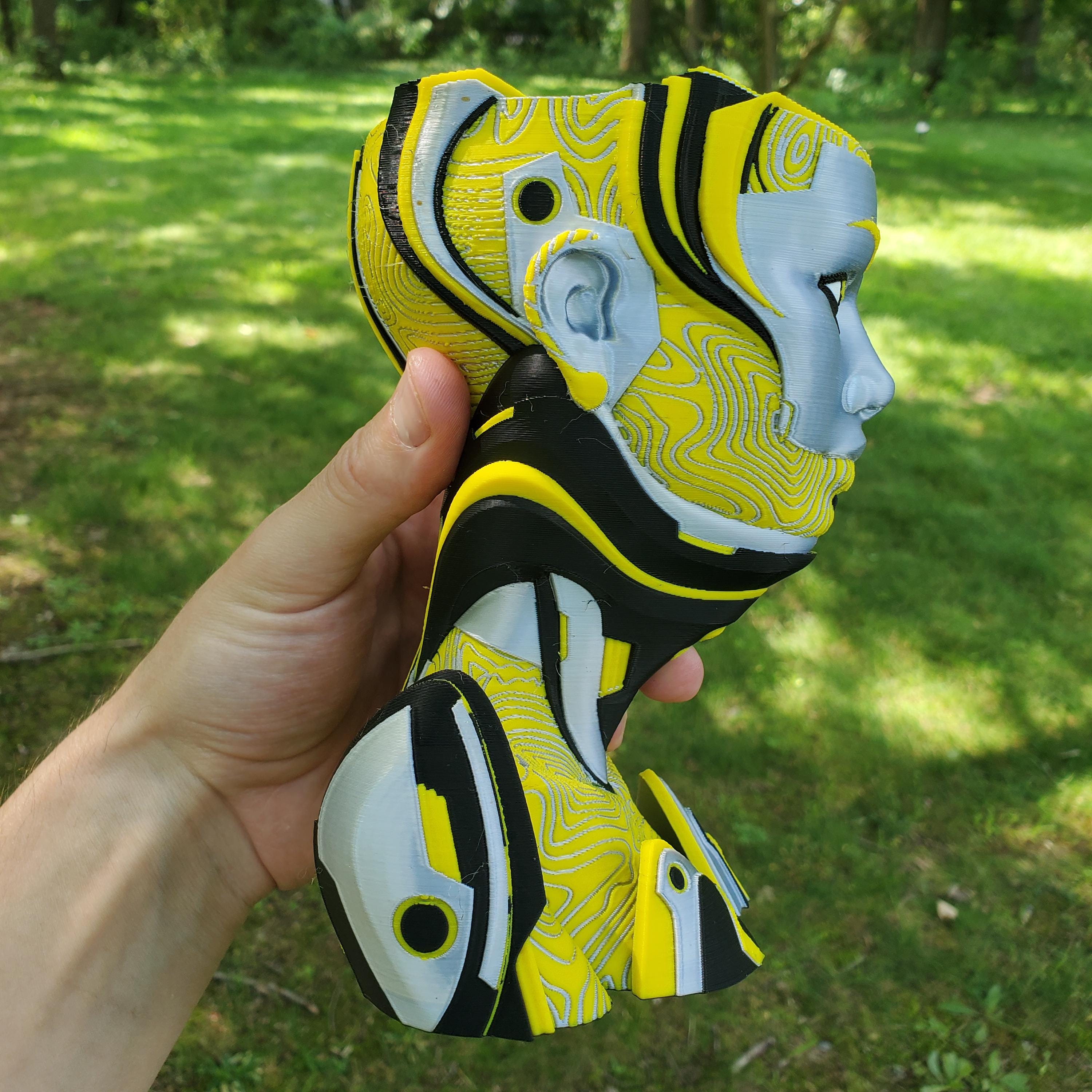 3D Printed 4 Color Multi Color Psychedelic Mech Faced Planter With Drip ...