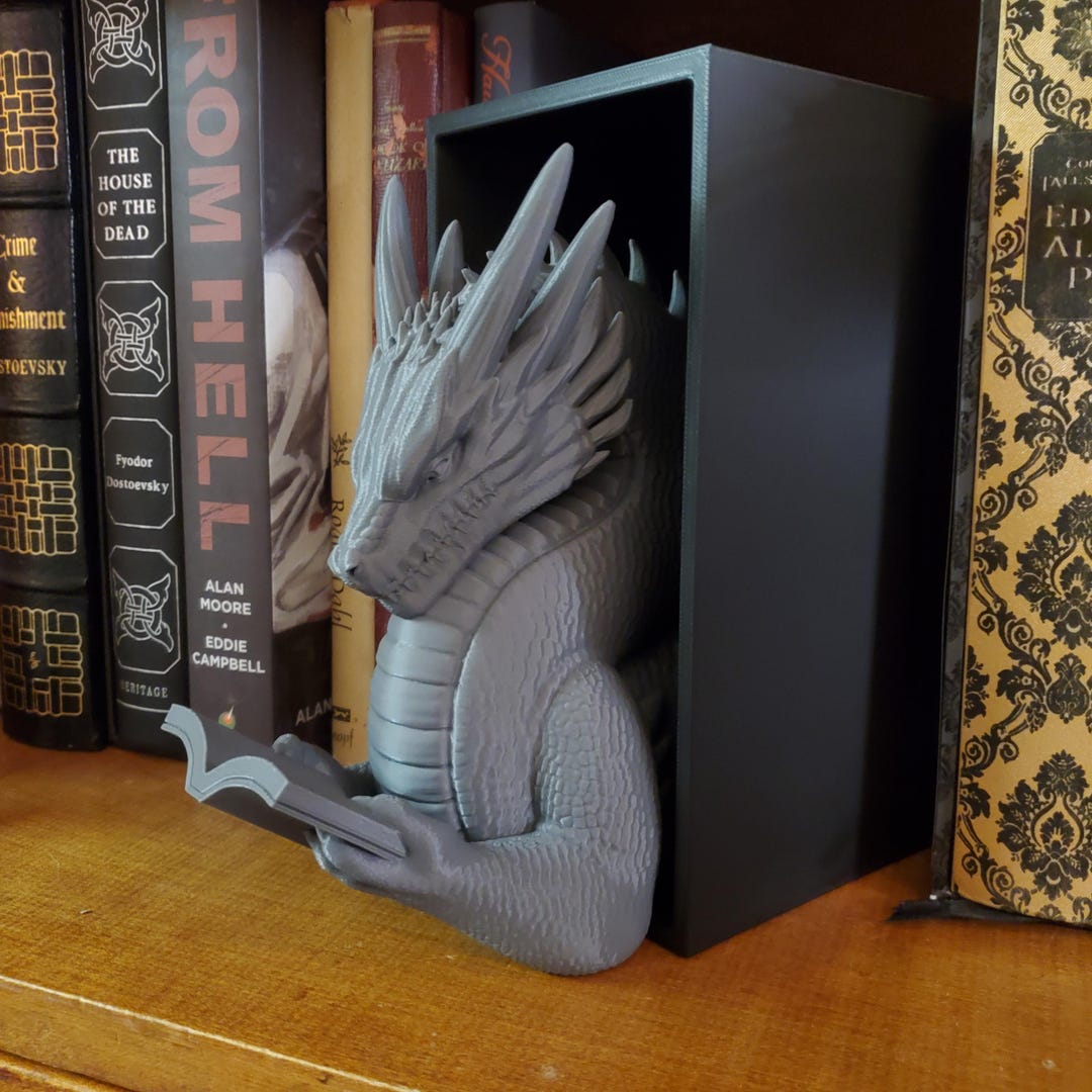 3D Printed Reading Dragon Bookend - Etsy