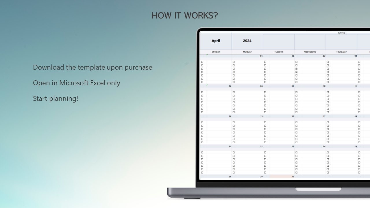 Monthly Calendar Template - Etsy