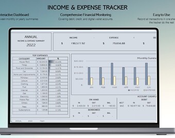 Bank Account Manager Income and Expense Tracker W/ Downloadable PDF ...