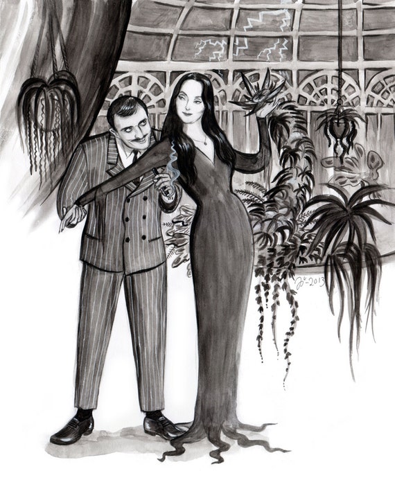 Items similar to Conservatory, large Addams Family art print by Johanna ...