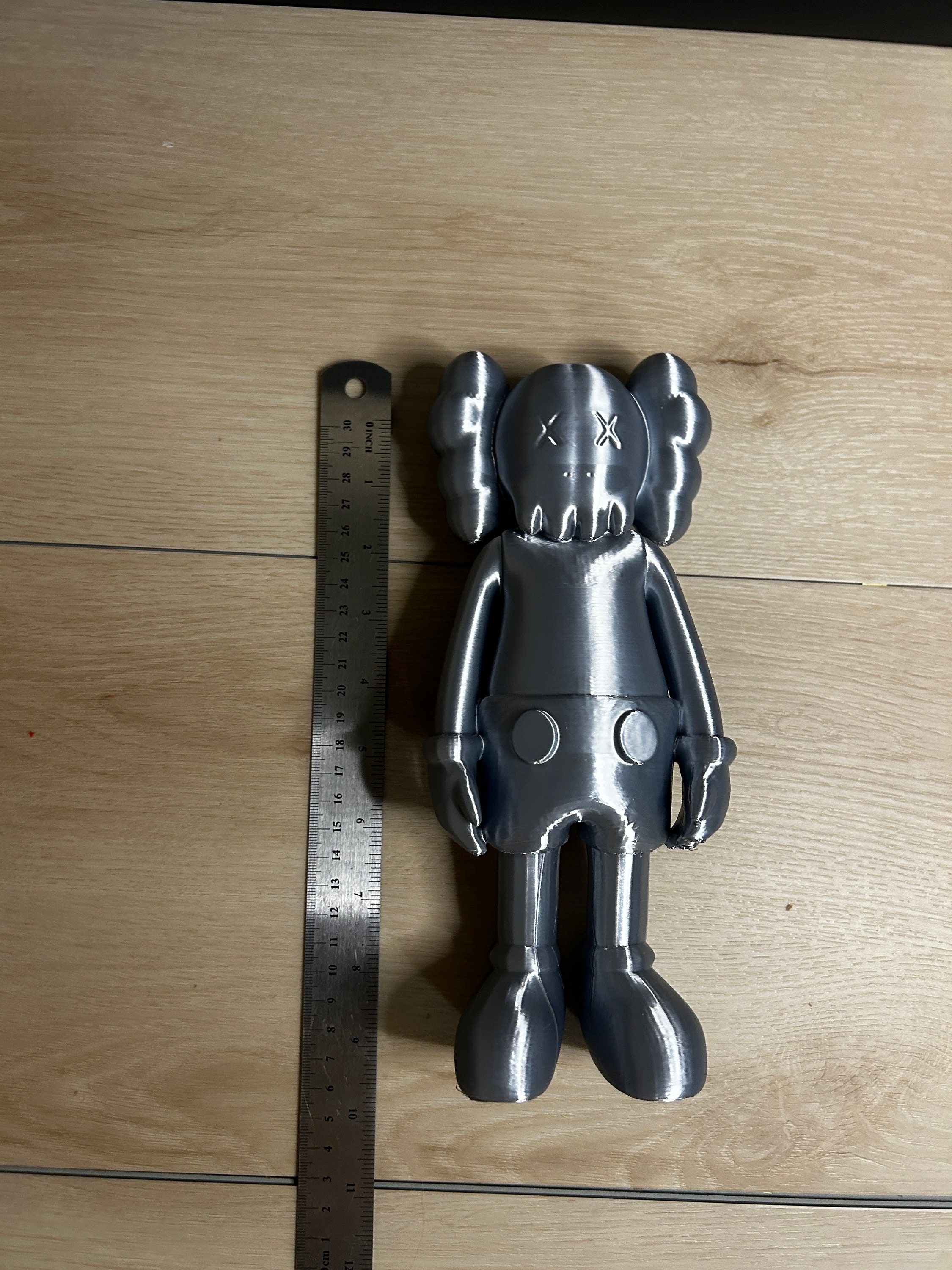 3D Printed KAWS Doll Chrome Finish, Modern Art Collectible, Designer ...