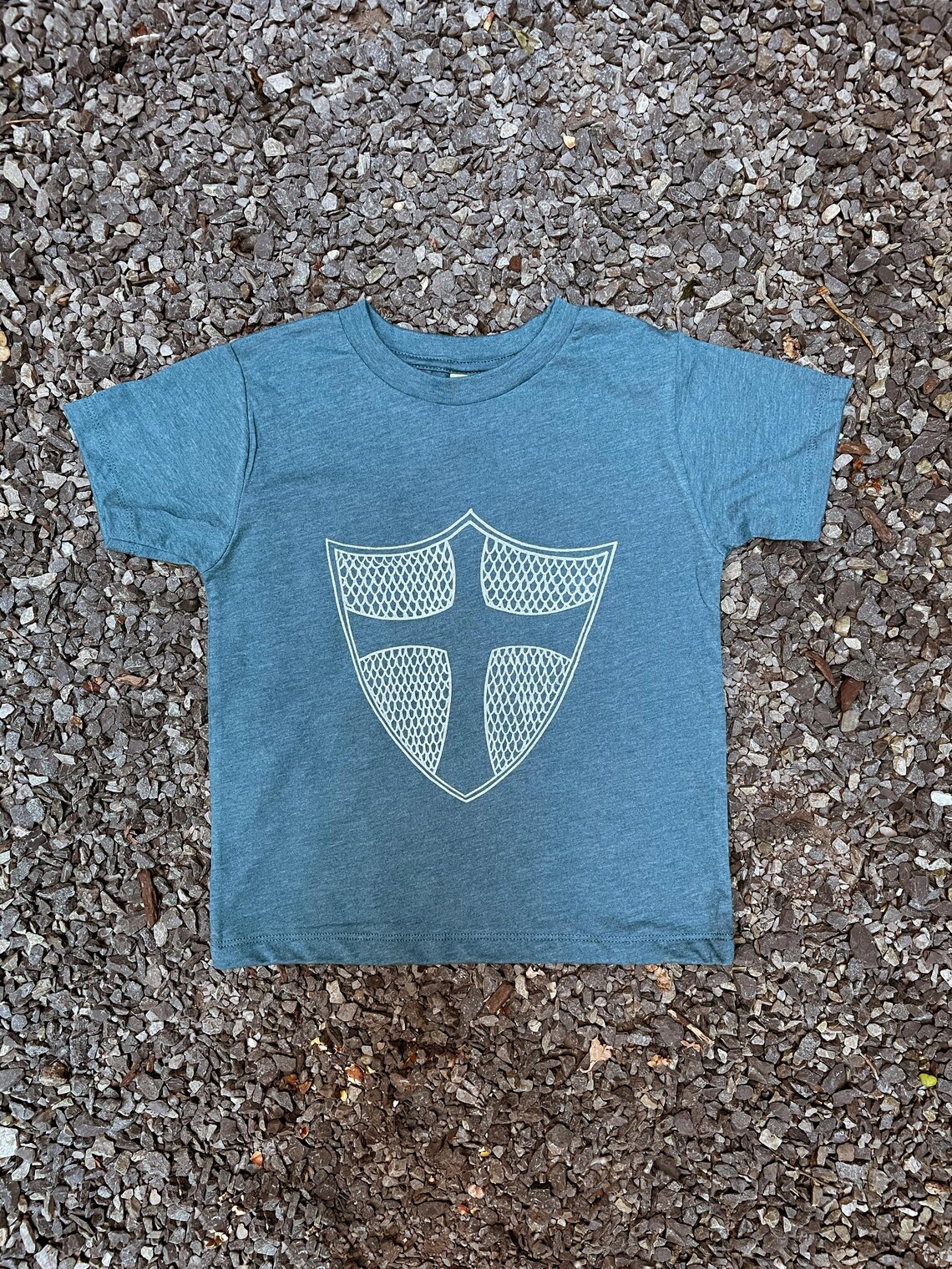 Kids Medieval Shield T-shirt | Kids and Toddler Sized | Soft Teal ...