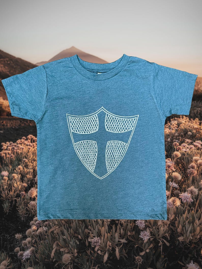 Kids Medieval Shield T-shirt | Kids and Toddler Sized | Soft Teal ...