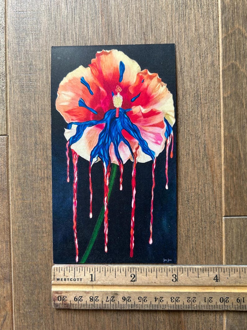 Hibiscus Flower Sticker: Original Drippy Trippy Art - Etsy
