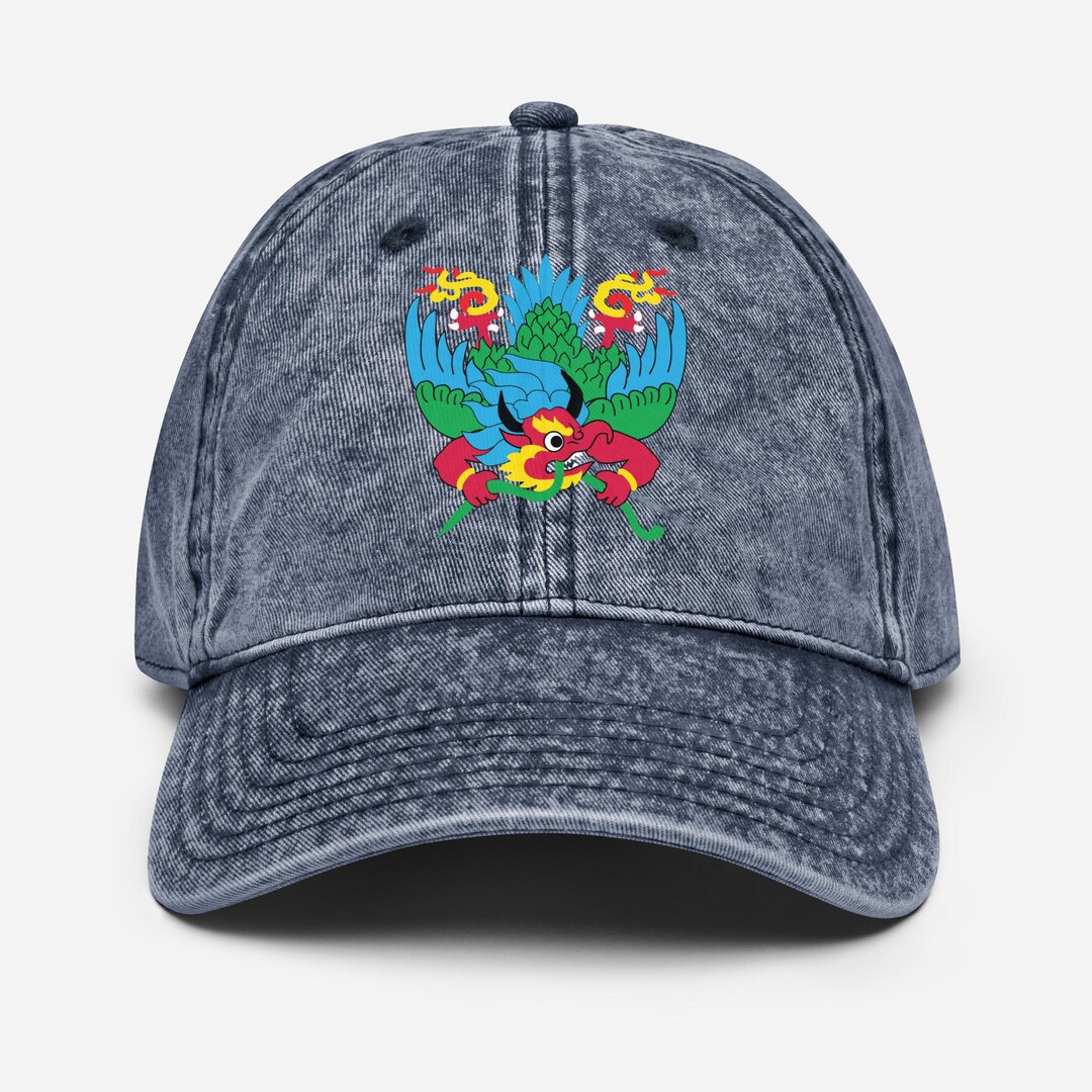 Garuda Print Stonewashed Cotton Baseball Cap, Buddhist Mythical Bird ...