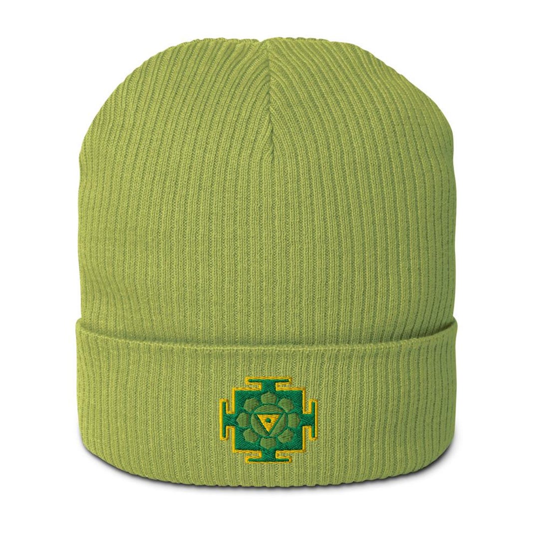 Green Tara Yantra, Organic Ribbed Beanie, Tibetan Buddhist Symbol Hat ...