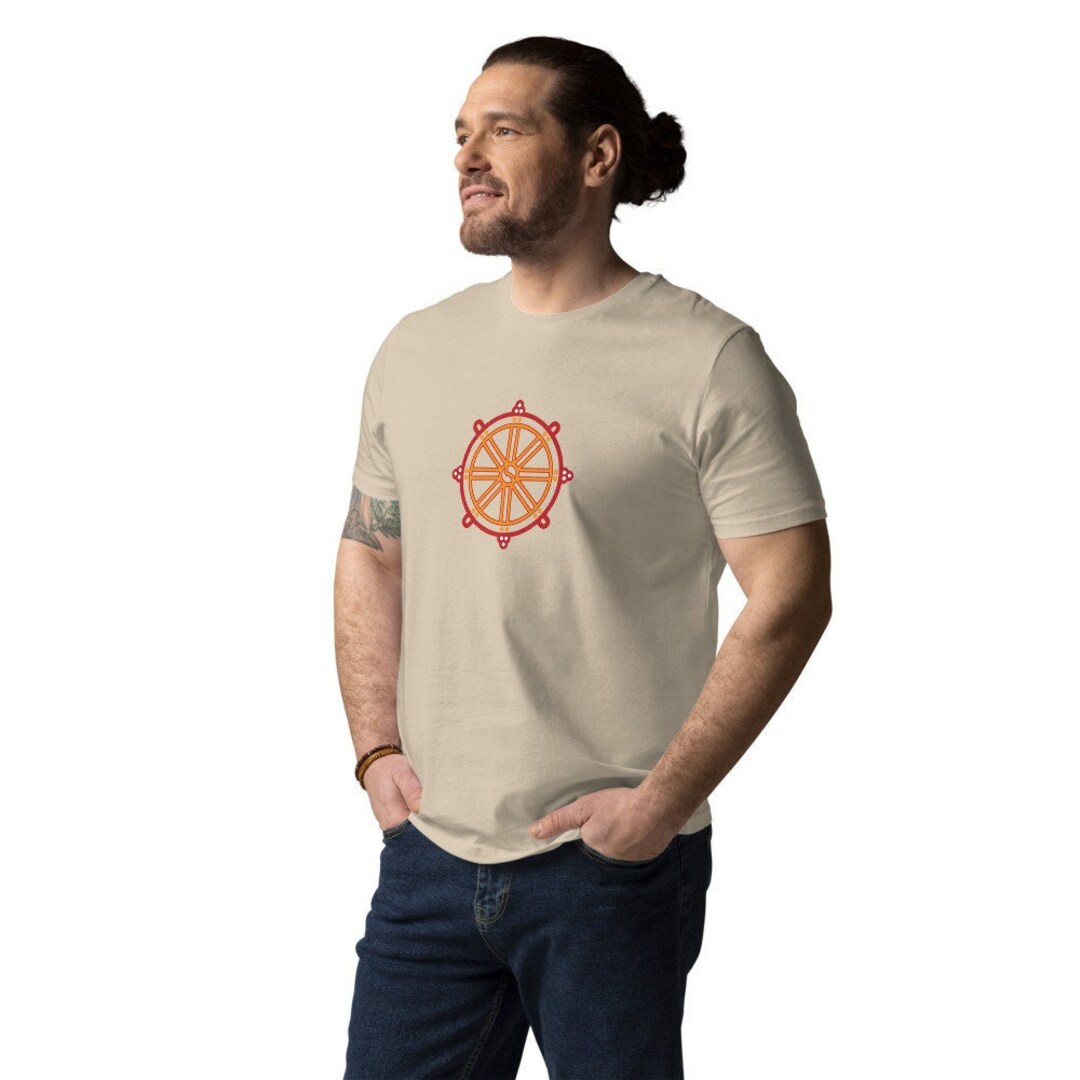 Wheel of Dharma Buddhist Unisex Organic Cotton T-shirt, Mindfulness ...