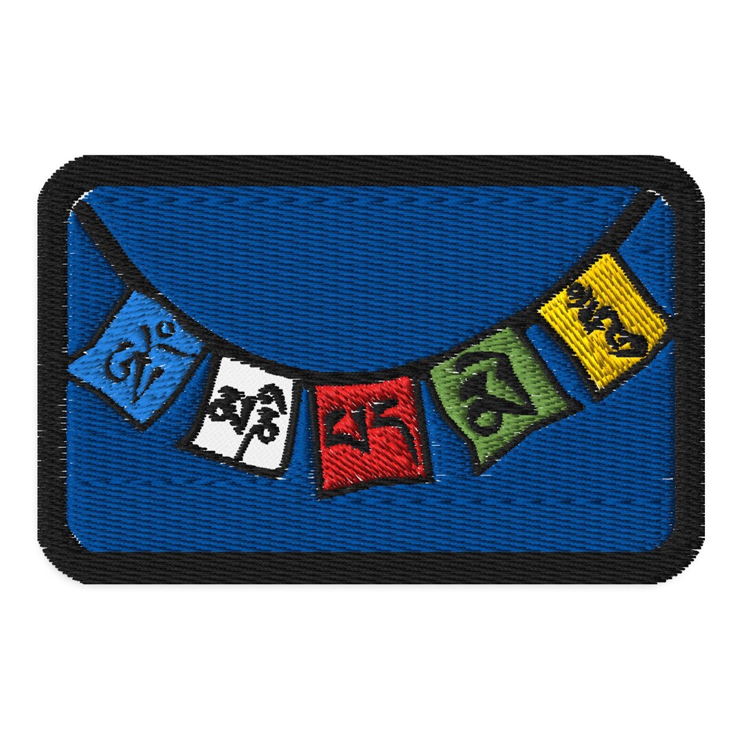 Tibetan Prayer Flags, Embroidered Patch, Om Mani Mantra, Buddhist, Mindfulness Gift, Limited ...