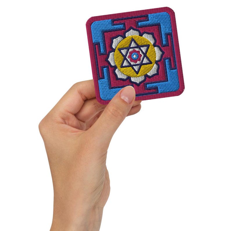 Kamala Yantra Embroidered Patch, Lakshmi Spiritual Symbol, Lotus Sacred ...