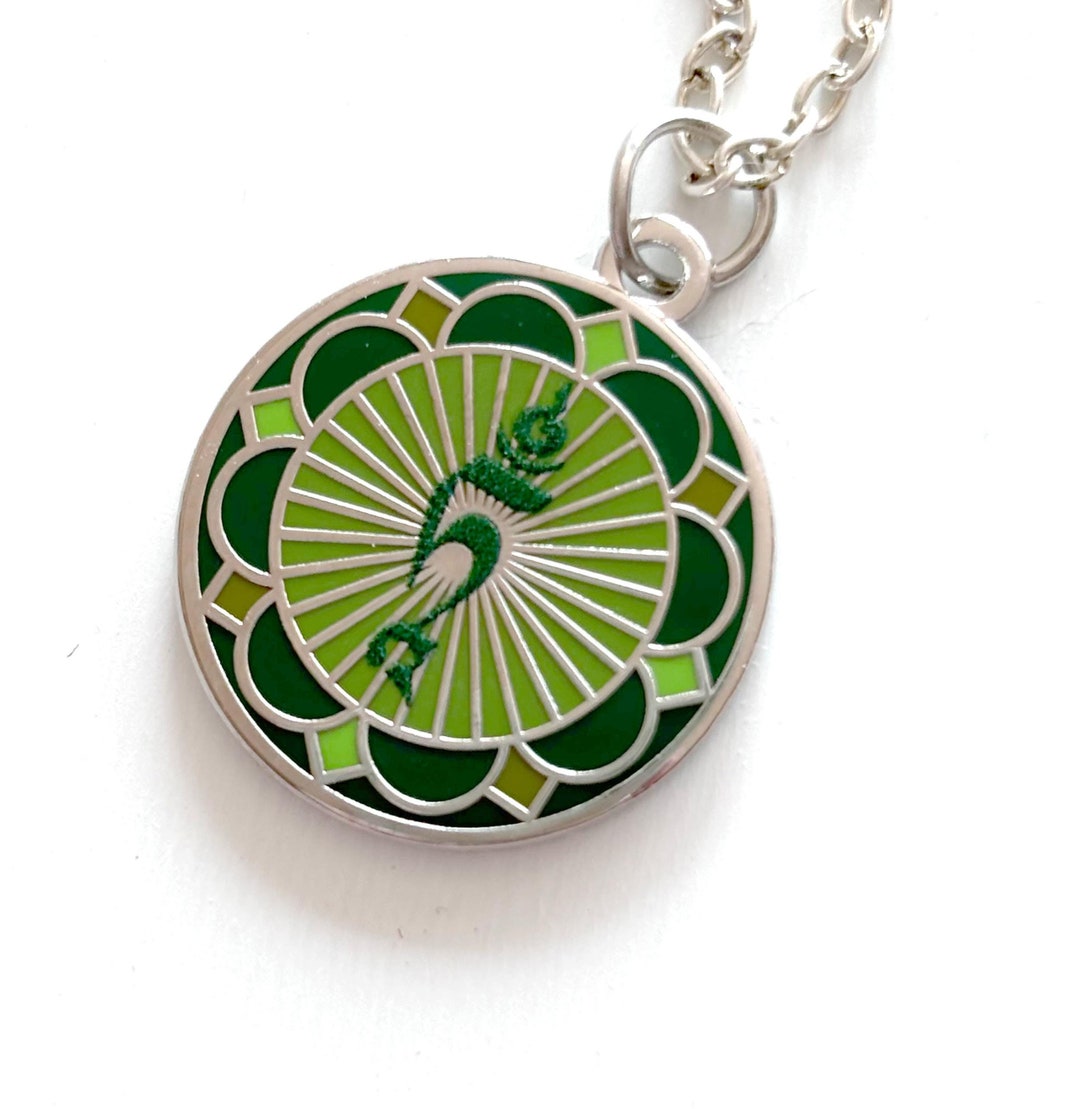 Green Tara Mantra Pendant for Necklace: Silver Enamel Tibetan Buddhist ...