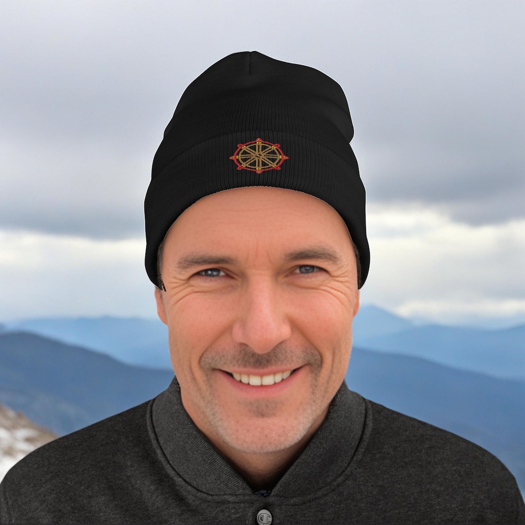 Wheel of Dharma, Buddhist Symbol, Embroidered Beanie, Spiritualized ...