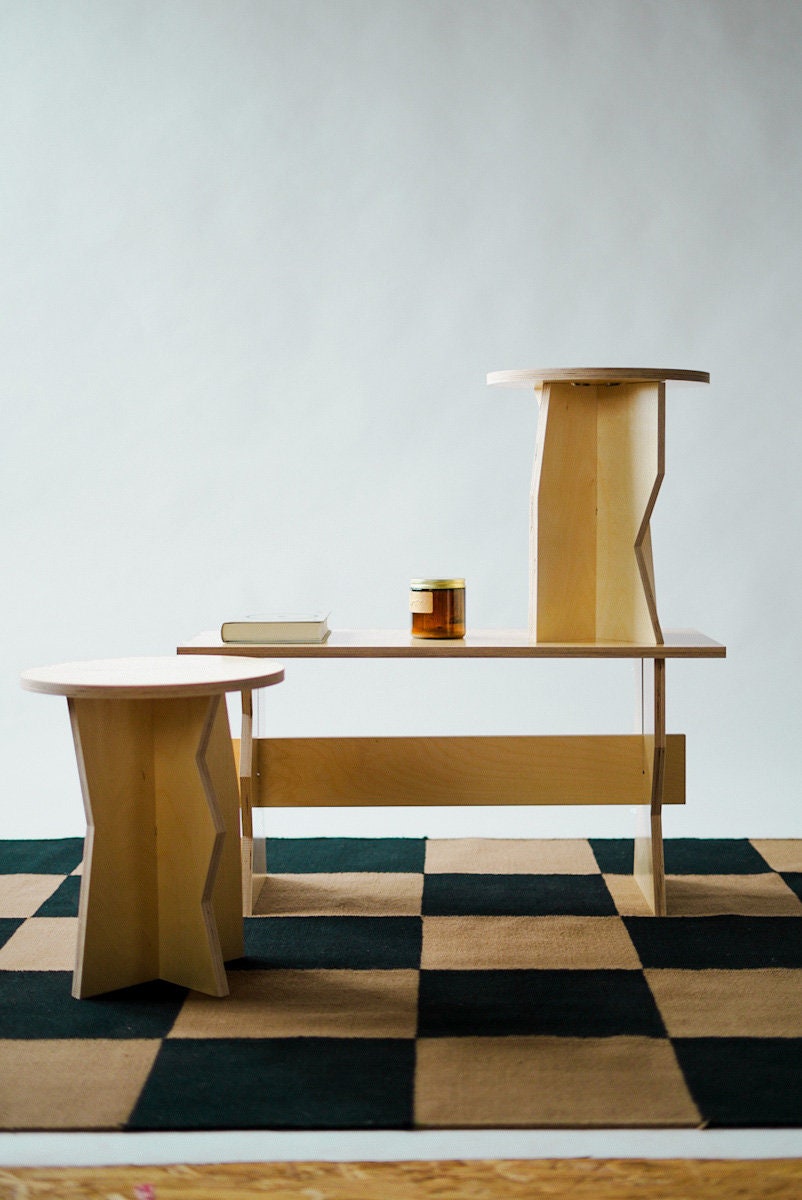 Bench & Stools Set by Graine Studios | Baltic Birch | Coffee Corner ...
