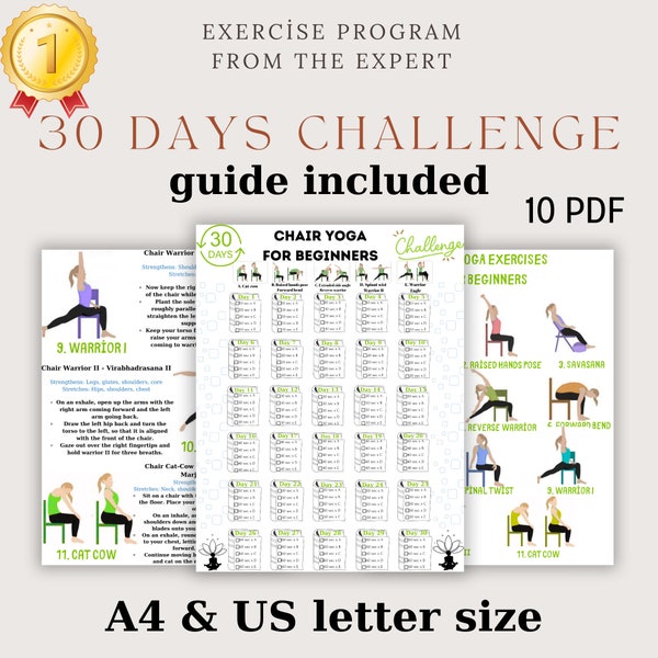 30 Day Chart for Chair Yoga - Etsy