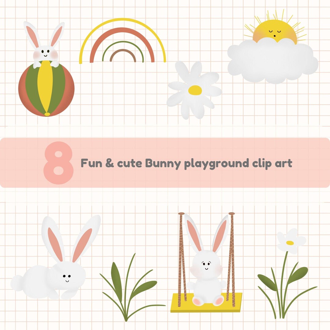 Bunny Spring Clipart: Pastel Nursery Art, Rainbow, Flowers (digital ...