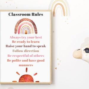Classroom Rules, Classroom Poster, Boho Classroom Poster, Classroom ...