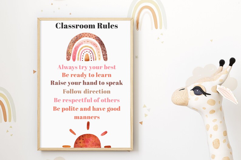 Classroom Rules, Classroom Poster, Boho Classroom Poster, Classroom ...