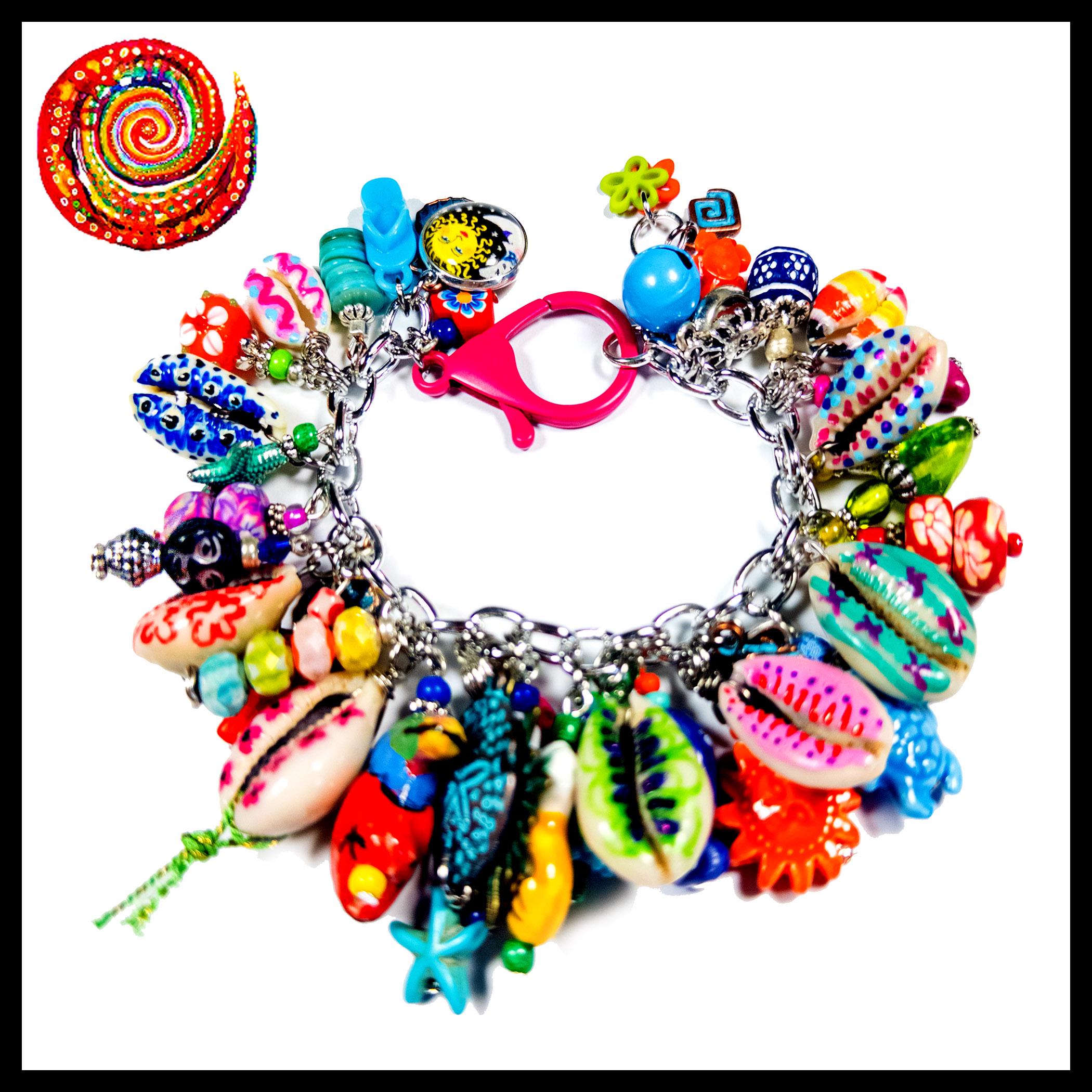 SIESTA BEACH Colorful Loaded Charm Bracelet! - Etsy