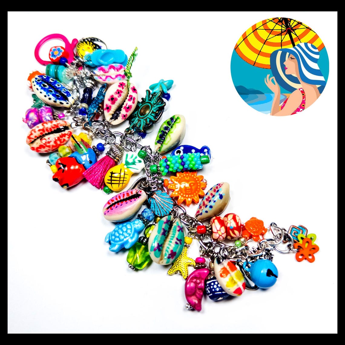 SIESTA BEACH Colorful Loaded Charm Bracelet! - Etsy