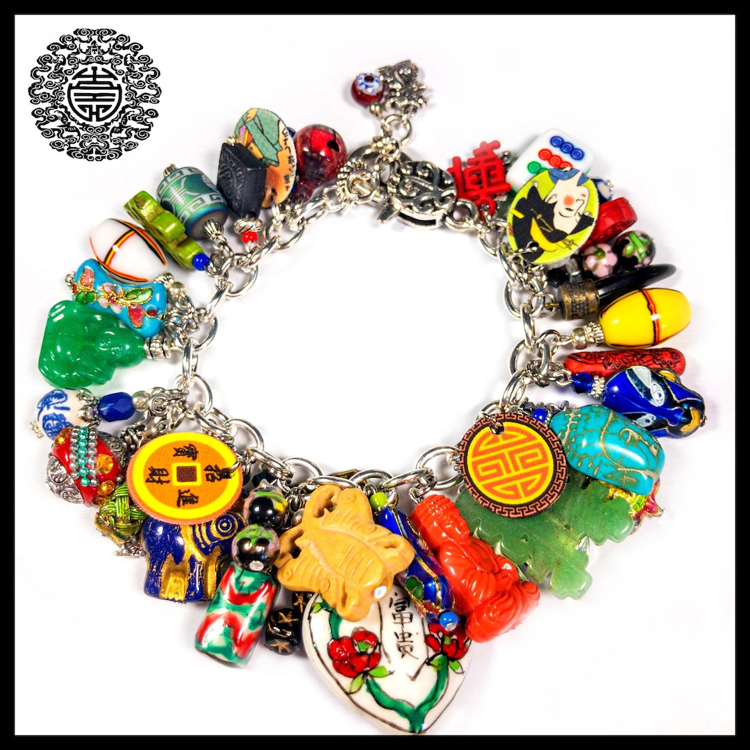 Eclectic ASIAN INSPIRED Chunky Charm Bracelet! LOADED as Always! - Etsy