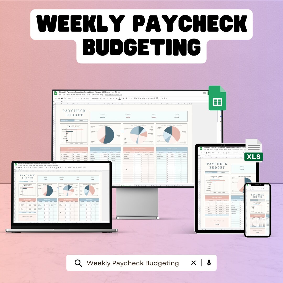 Paycheck Weekly Budget Spreadsheet Paycheck Budget Google Sheet ...