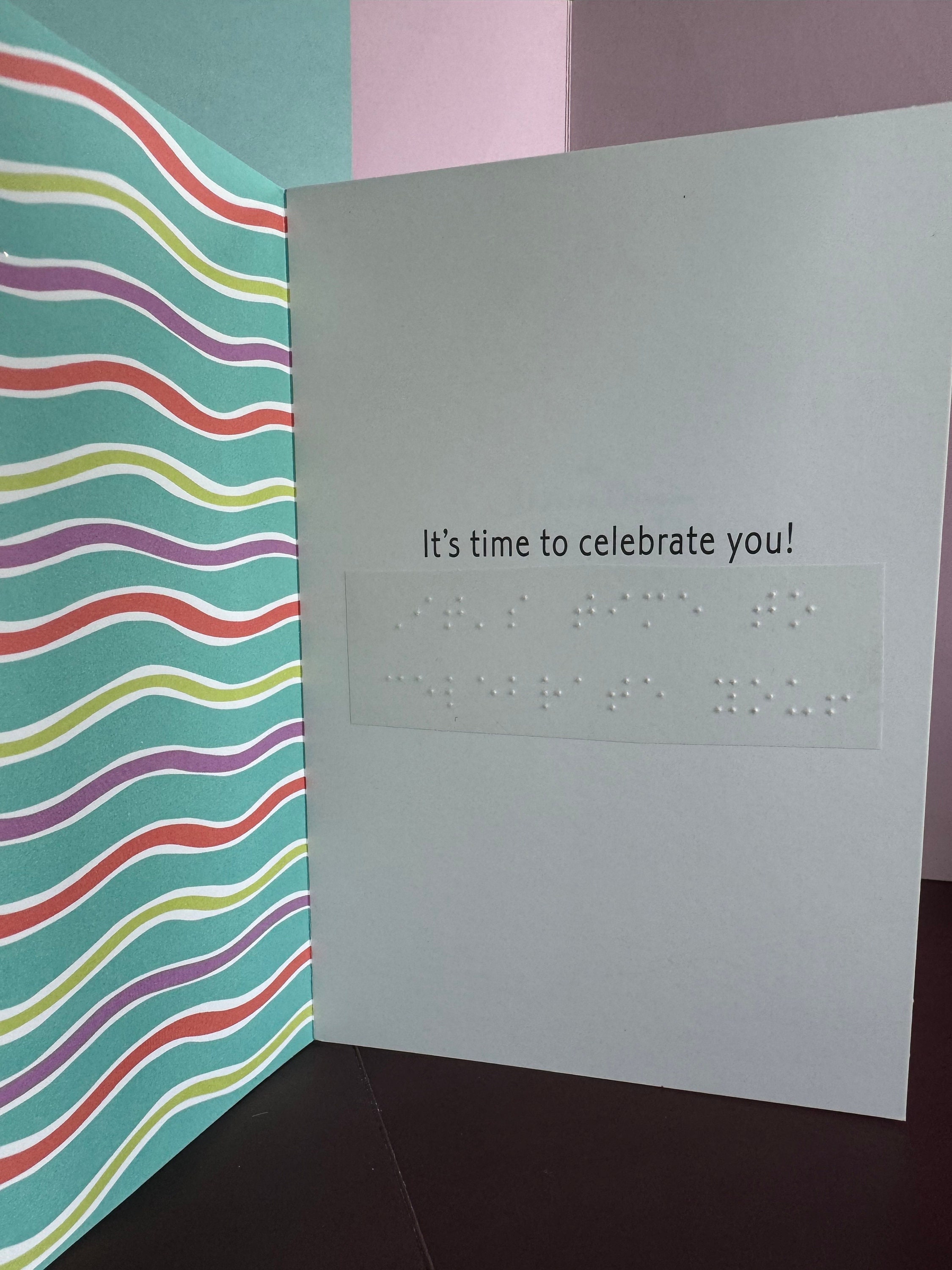 Braille Congratulations / Celebration Greeting Card With Tactile Features- Gift for Blind and ...
