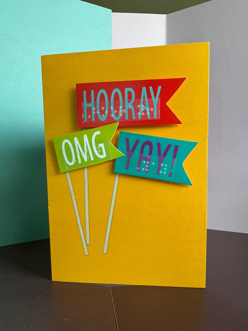 Braille Congratulations / Celebration Greeting Card With Tactile Features Gift for Blind and ...