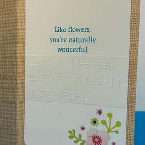 Tactile Braille Friendship Greeting Card Gift Thinking of You 3D Flower Bouquet Blind and ...
