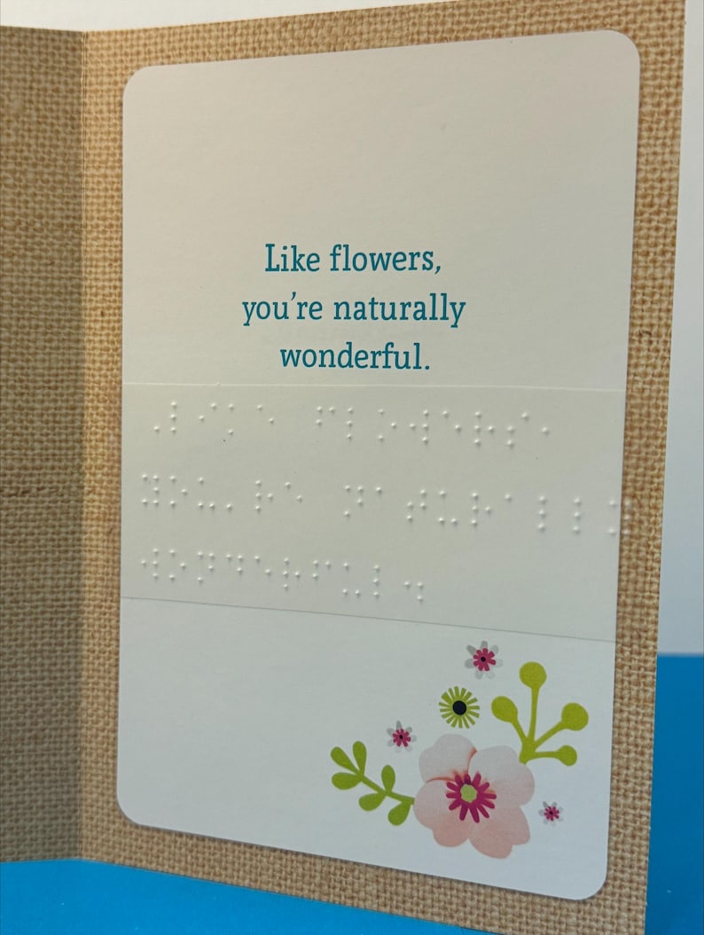 Braille Friendship Greeting Card Gift Thinking of You 3D Tactile Flower ...