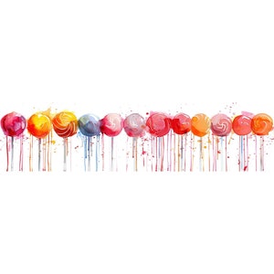 10 PNG Lollipop Border Clipart JPG, Birthday PNG Lollipop Border ...