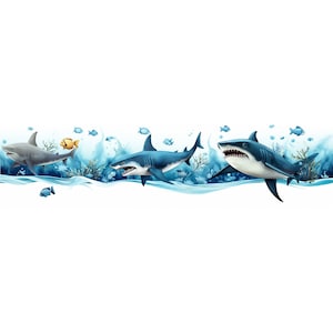 10 PNG Shark Border Cartoon Clipart, Cute Shark High-resolution PNG ...