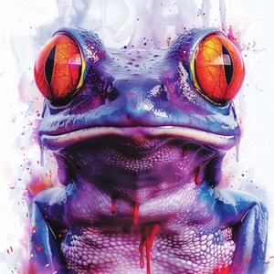 Neon Frog Clipart: Rainbow Watercolor Frog Art (JPG Digital Download ...
