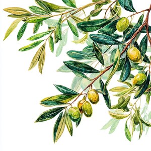 12 Olive Branch PNG Clipart, Watercolor Olive Tree Branches ...