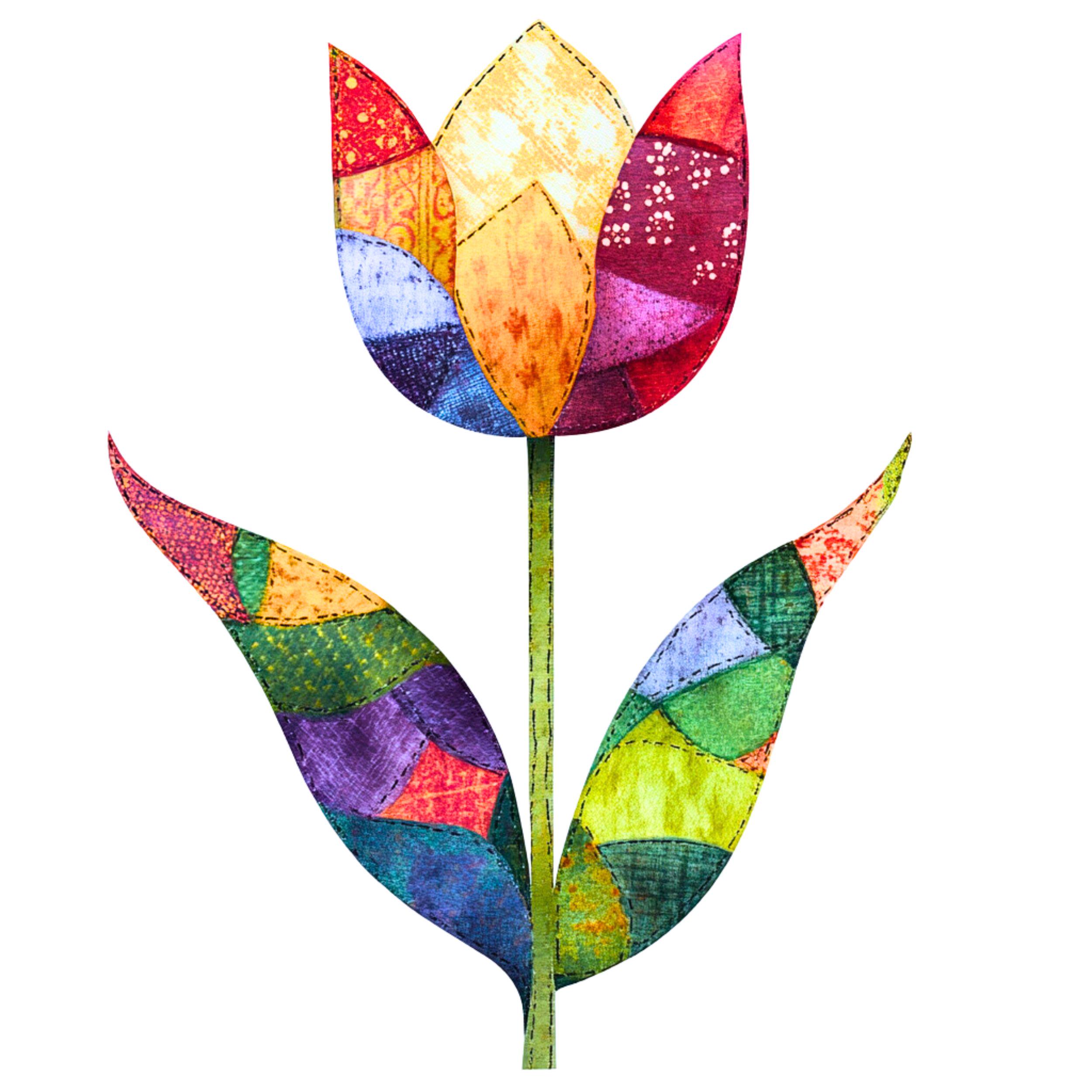 Mosaic Tulip Digital Art: Floral Illustration (digital Download ...