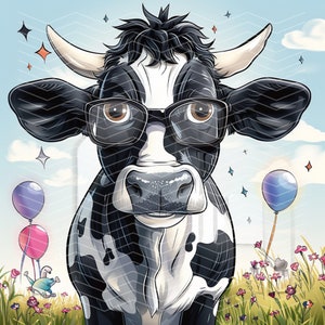 Funny Cow Clipart Bundle, Surprised, Scared, Confused (JPG, Commercial ...
