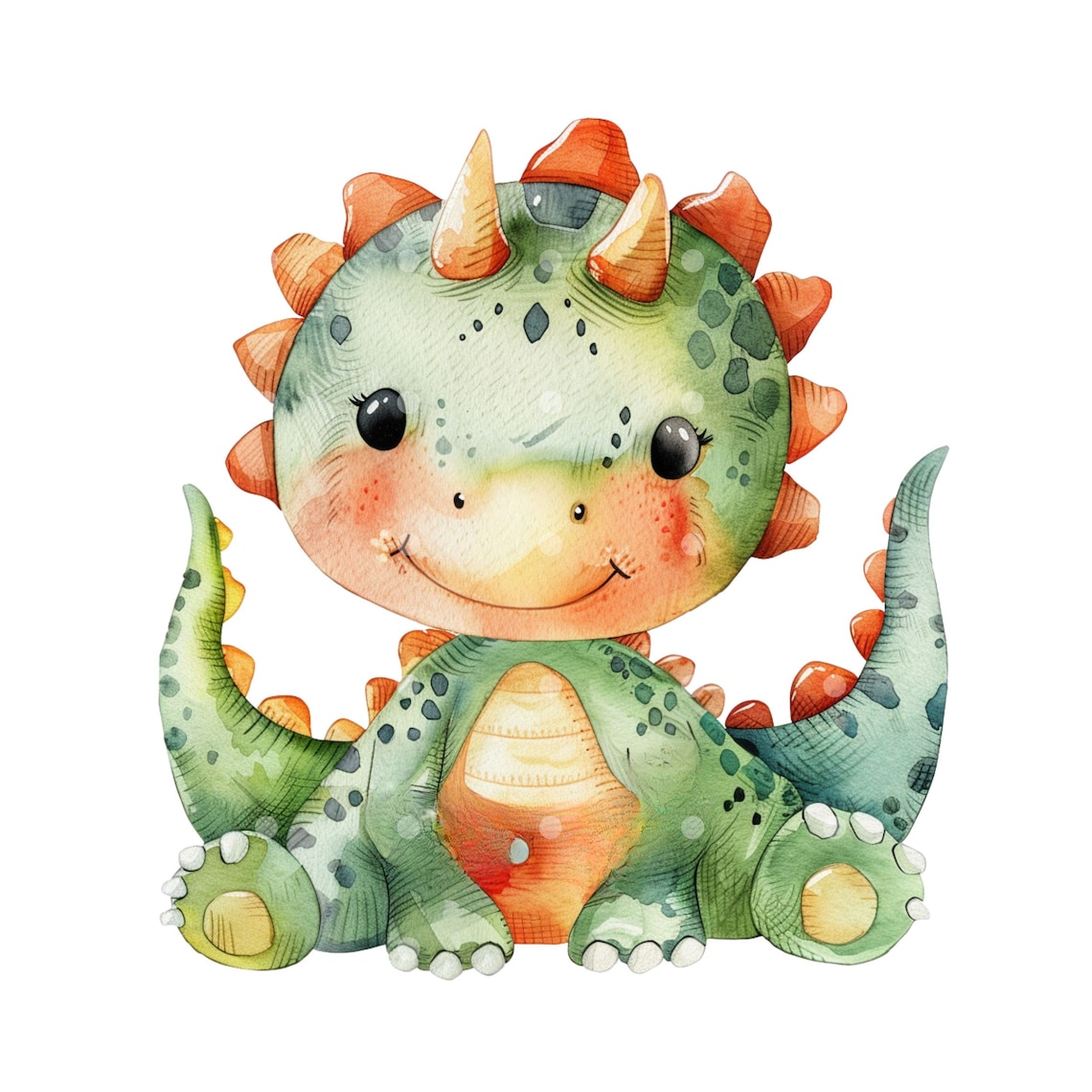 12 Cute Baby Dino, Clipart, Baby Dinosaur, Printable Watercolor Clipart ...