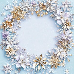 12 Christmas Frame Winter Clipart, Floral Snowflake Frames, High ...