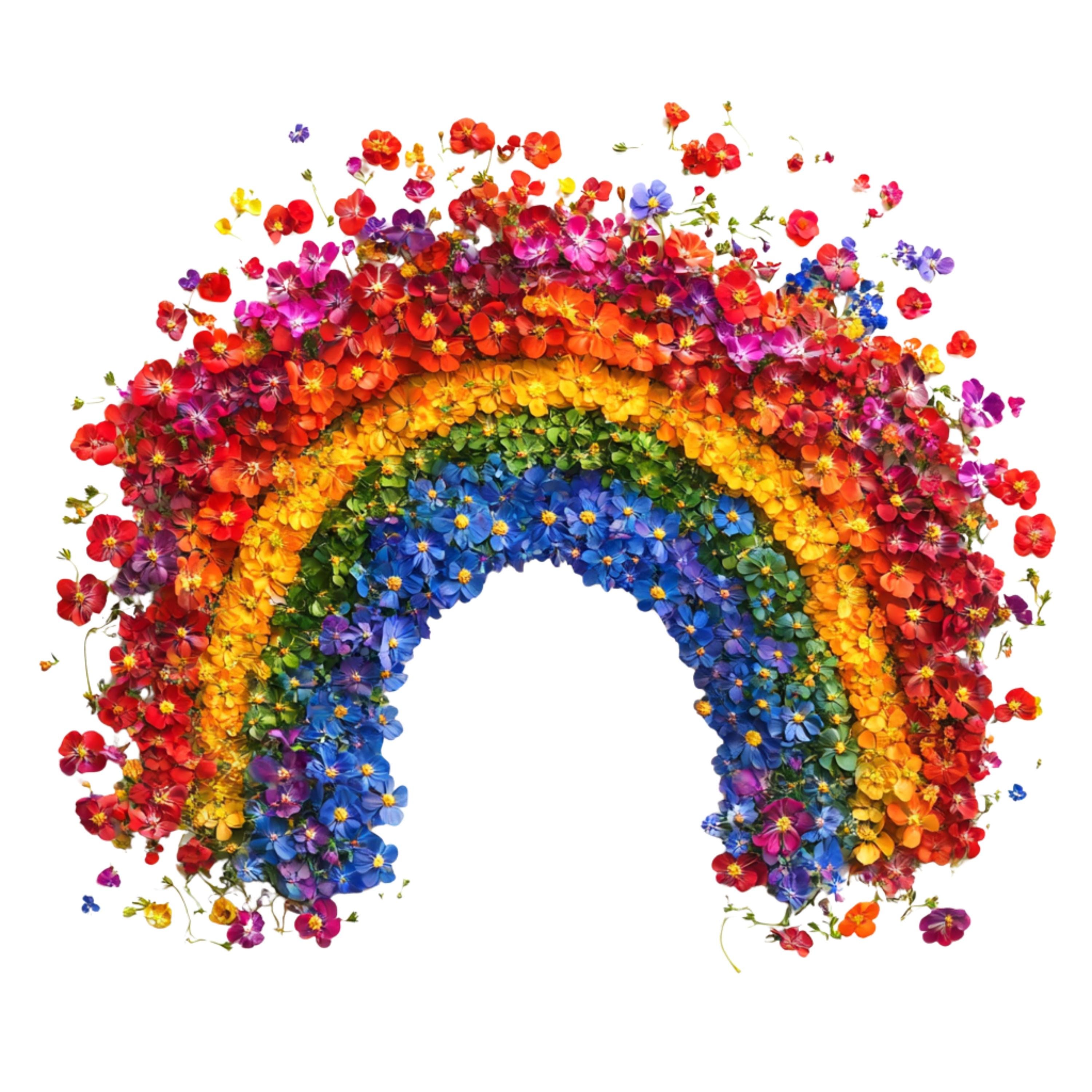 Rainbow Flower Frame Clipart: Colorful Floral PNG (digital Download ...