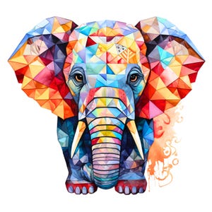 10 PNG Elephant Patchwork Clipart, Commercial Use Elephant Art, Print ...