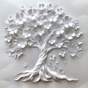 12 Textured Relief Tree Wall Art, 5000x5000 JPG, Enchanted Bas-relief ...