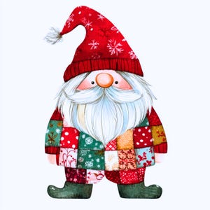 Christmas Gnomes Patchwork Clipart, Commercial Use Gnome Art, Print Gnomes, Collage Gnomes ...