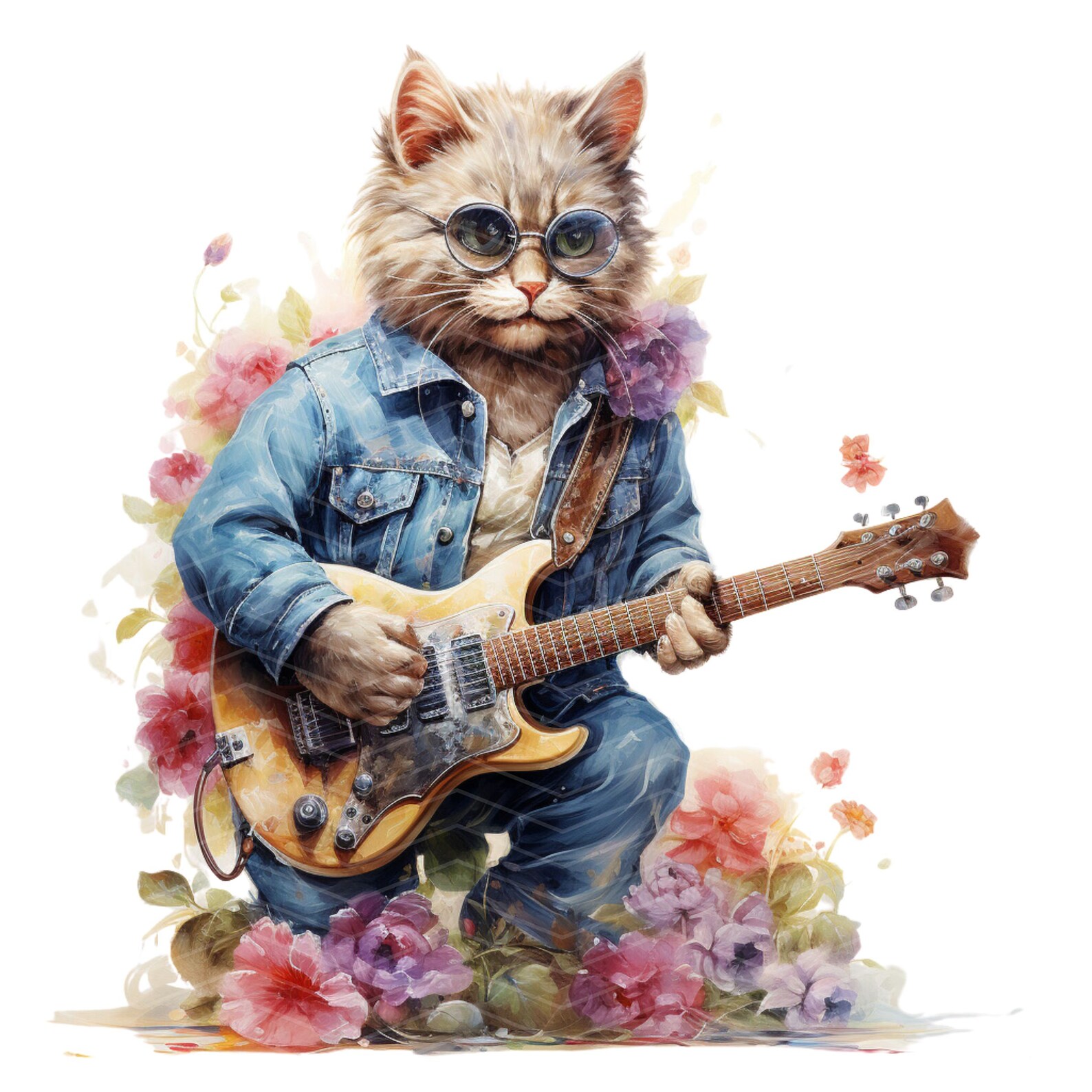 12 Rocker Cat Cliparts, PNG Rockstar Cat Image, Cat Musician, Cat ...