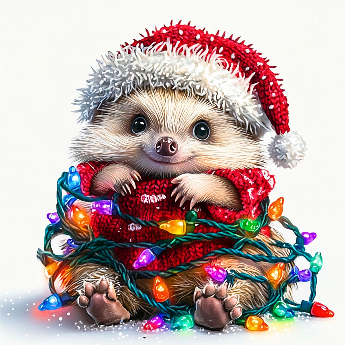 Christmas Hedgehog Clipart: Festive Holiday Animal Art (digital ...