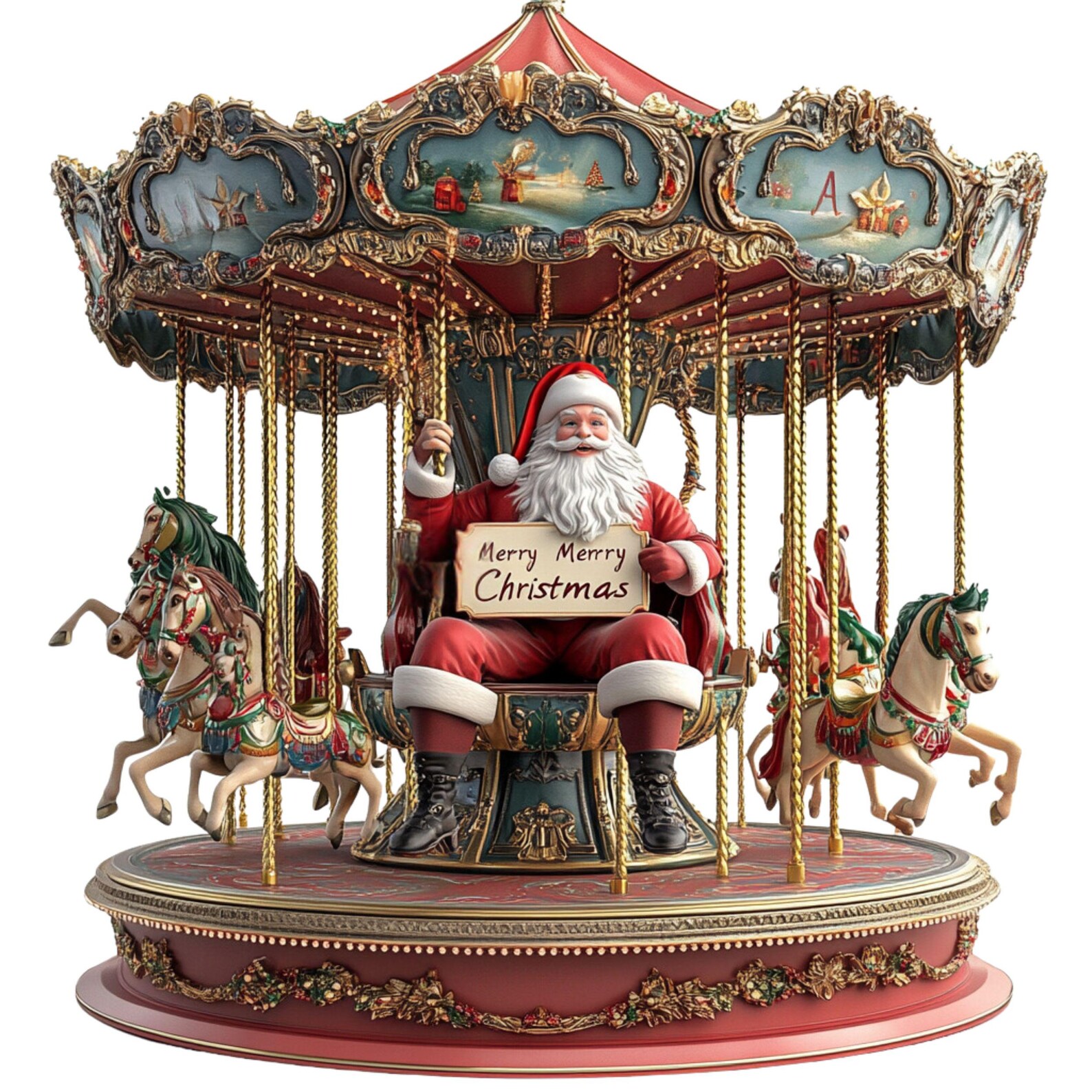 Christmas Santa Carousel Digital Image: Festive Holiday Clipart (PNG ...