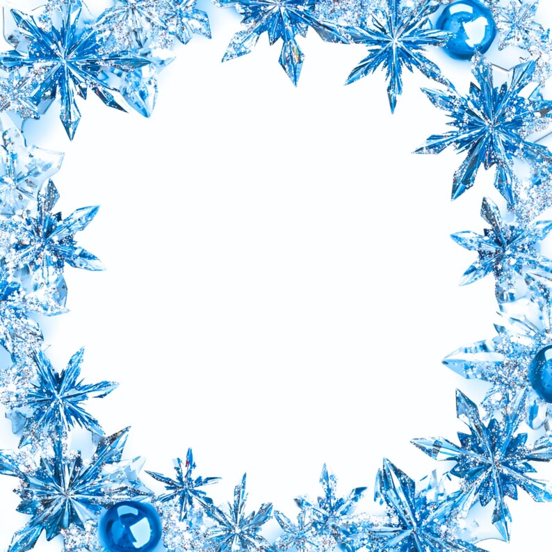 Christmas Snowflake Frame Clipart: Icy Winter Border (digital Images ...
