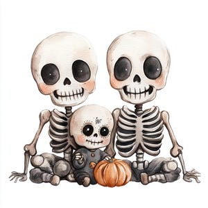 10 Kind Skeletons Halloween Clipart, JPG Skeleton Illustrations ...