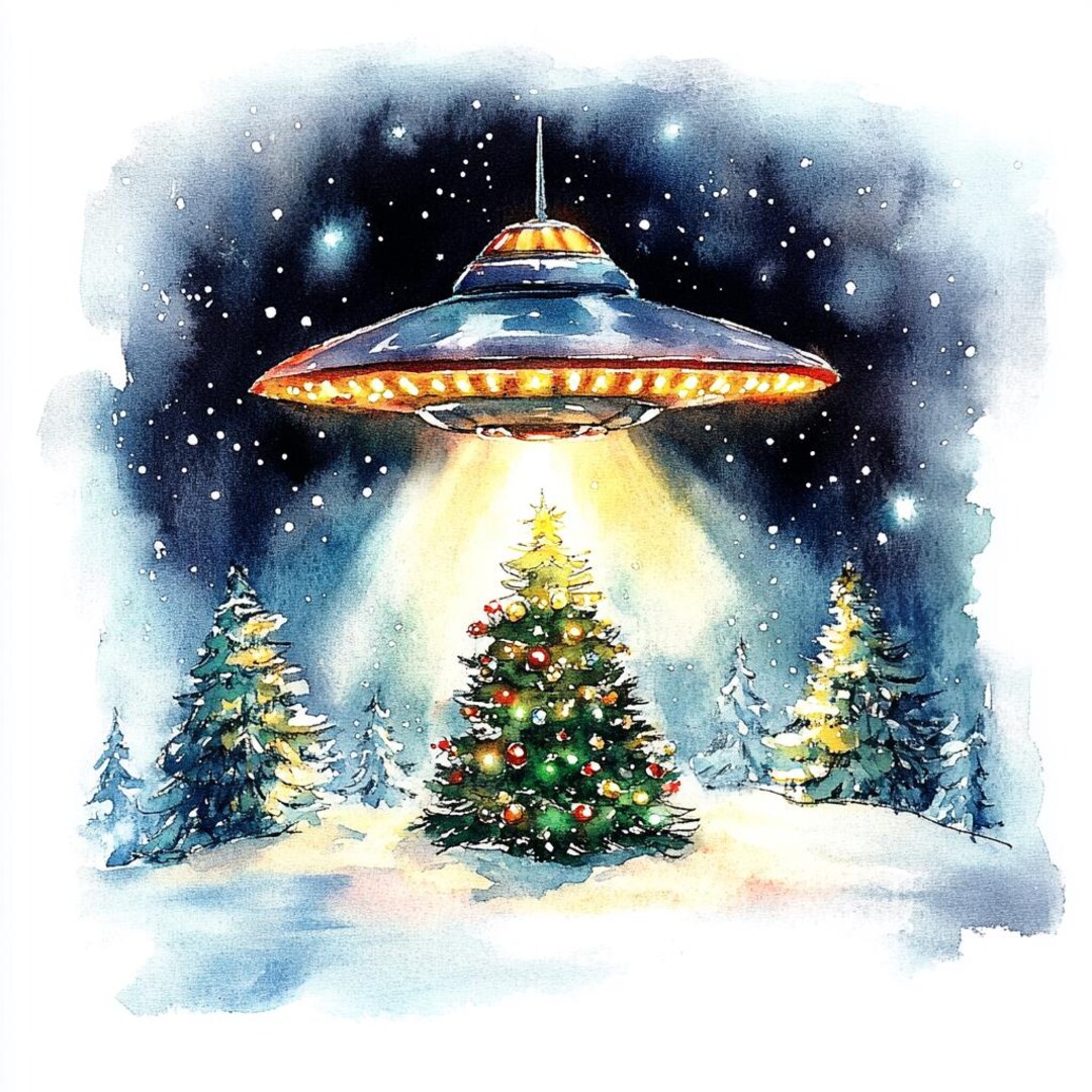 12 UFO Clipart Christmas, High-quality JPG, Digital Download, Holiday ...